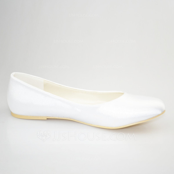 Women's Satin Flat Heel Closed Toe Flats (047115953) - JJ's House